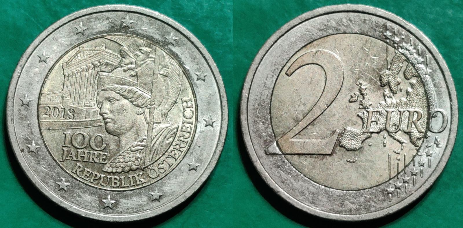Austria 2 euro, 2018 100th Anniversary - Austria