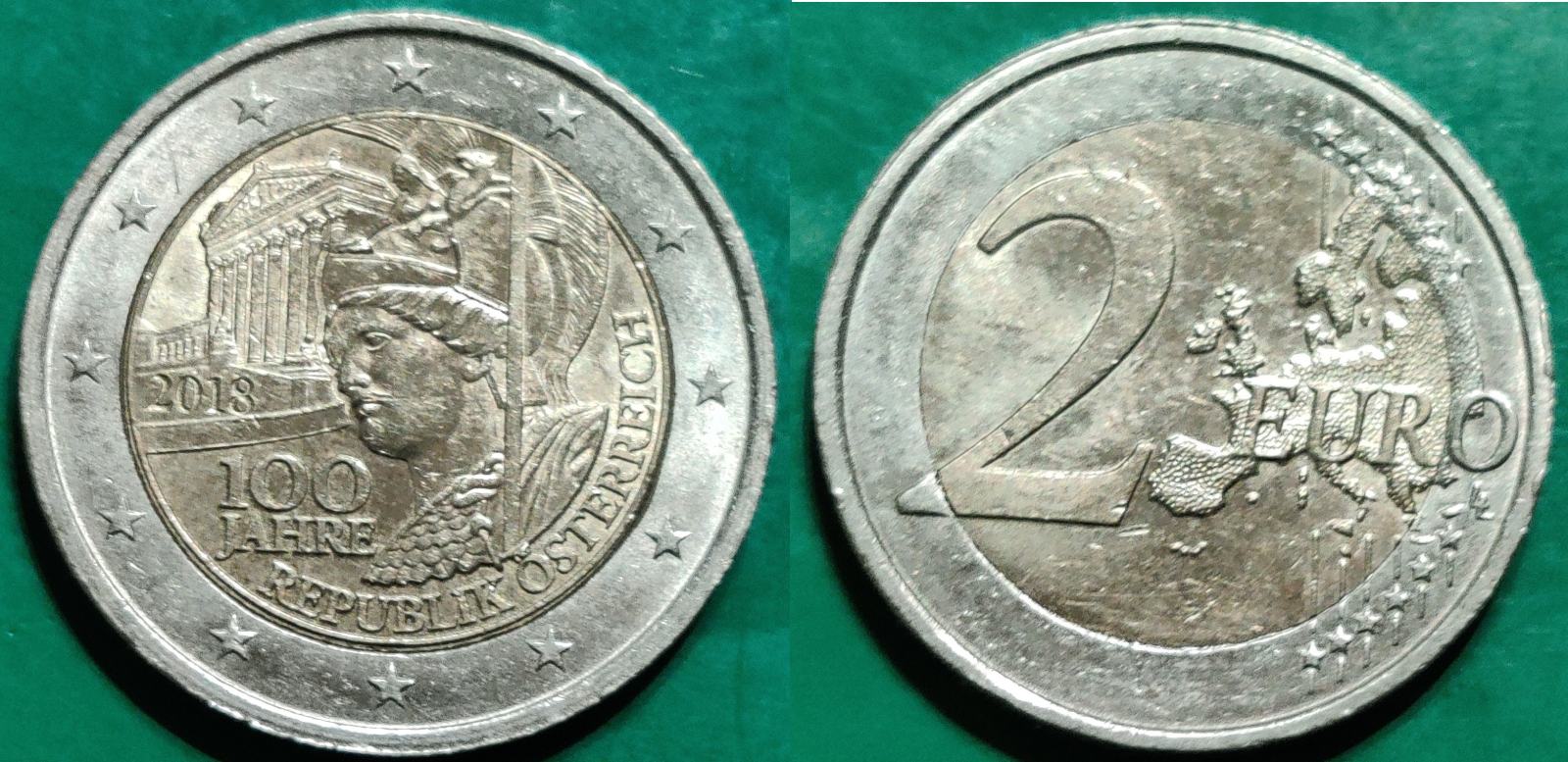 Austria 2 euro, 2018 100th Anniversary - Austria
