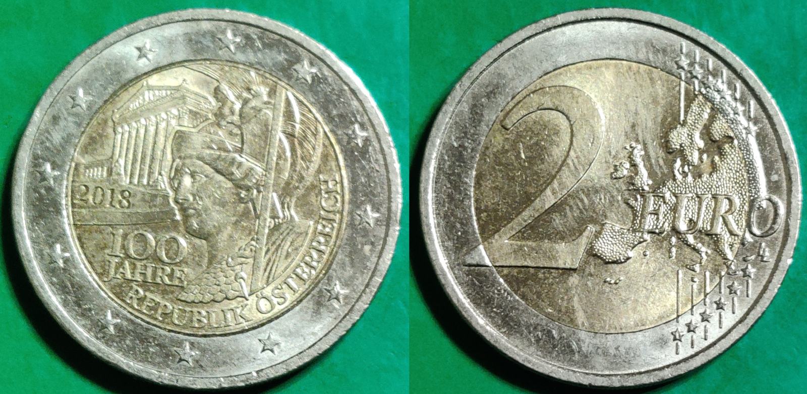 Austria 2 euro, 2018 100th Anniversary - Austria