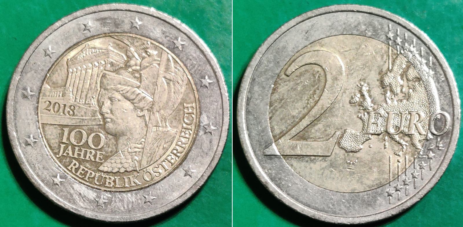 Austria 2 euro, 2018 100th Anniversary - Austria