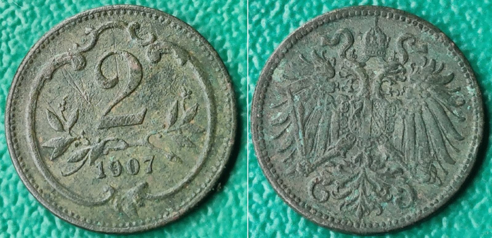 Austria 2 hellers, 1907