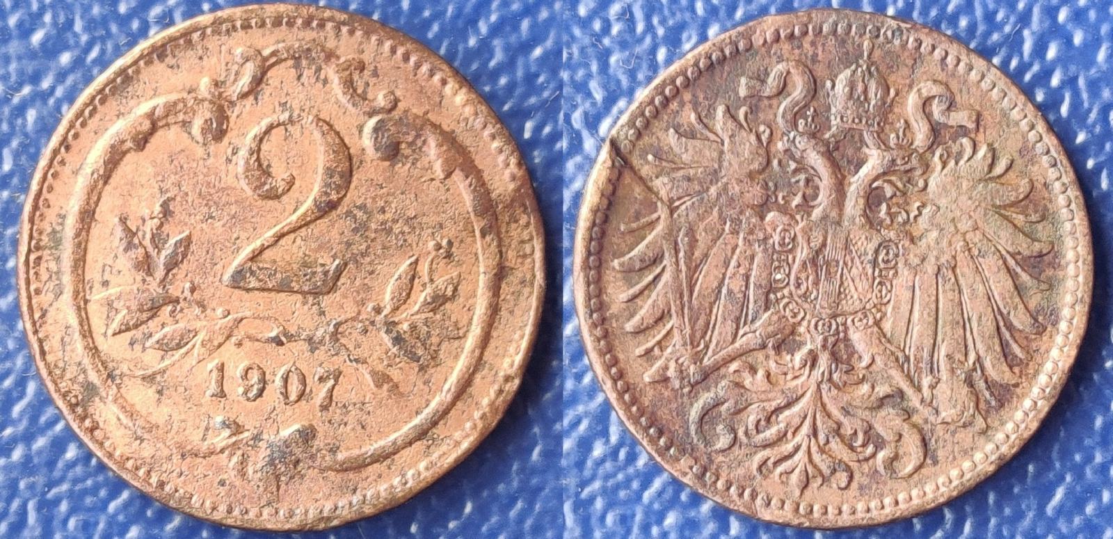 Austria 2 hellers, 1907