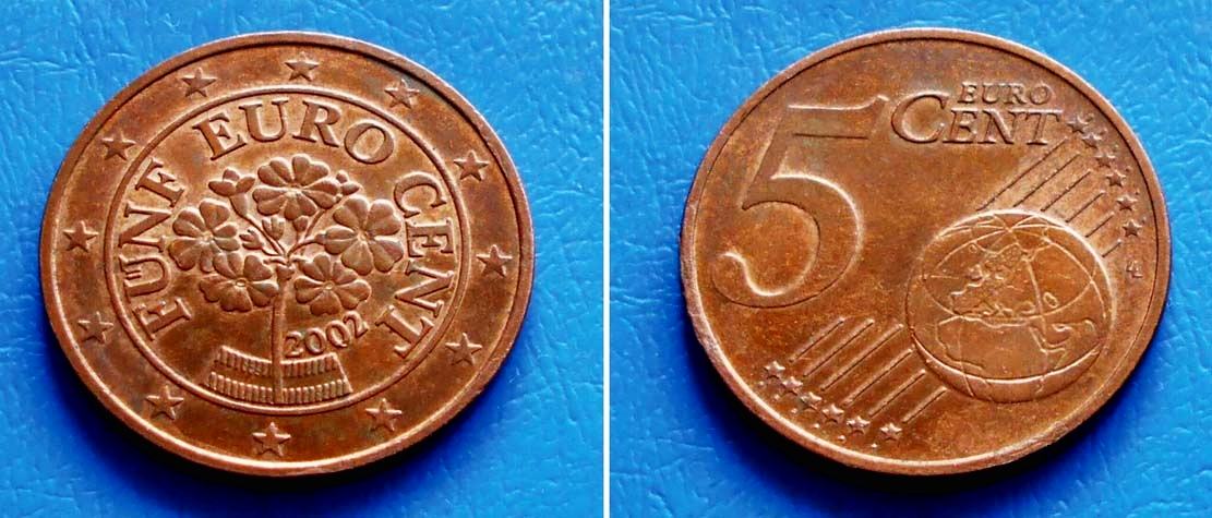 AUSTRIJA AUSTRIA 5 EURO CENT 2002 KM.3084