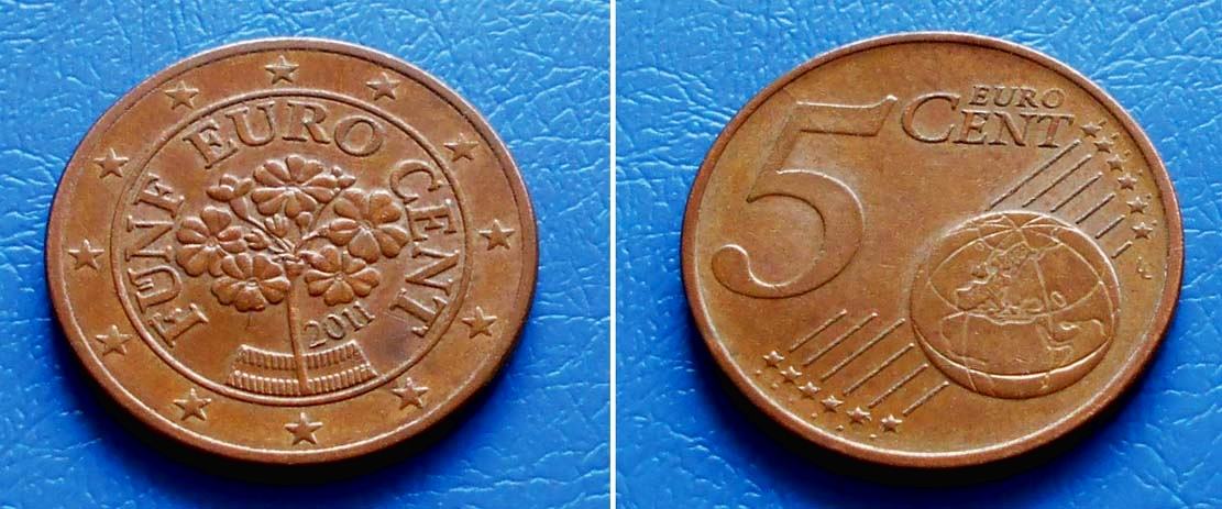 AUSTRIJA AUSTRIA 5 EURO CENT 2011 KM.3084