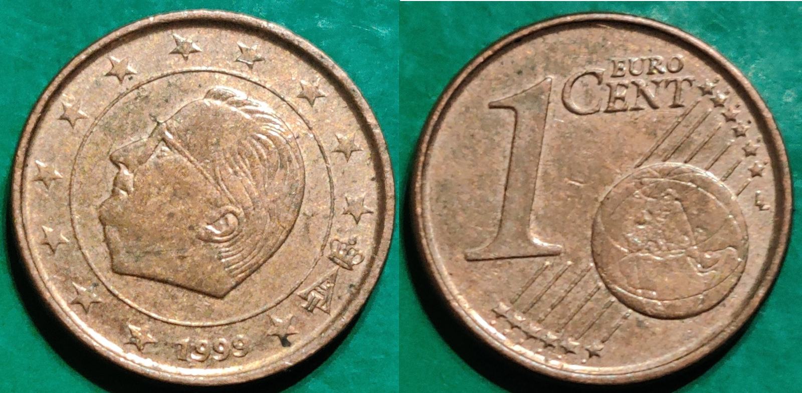 Belgium 1 euro cent, 1999