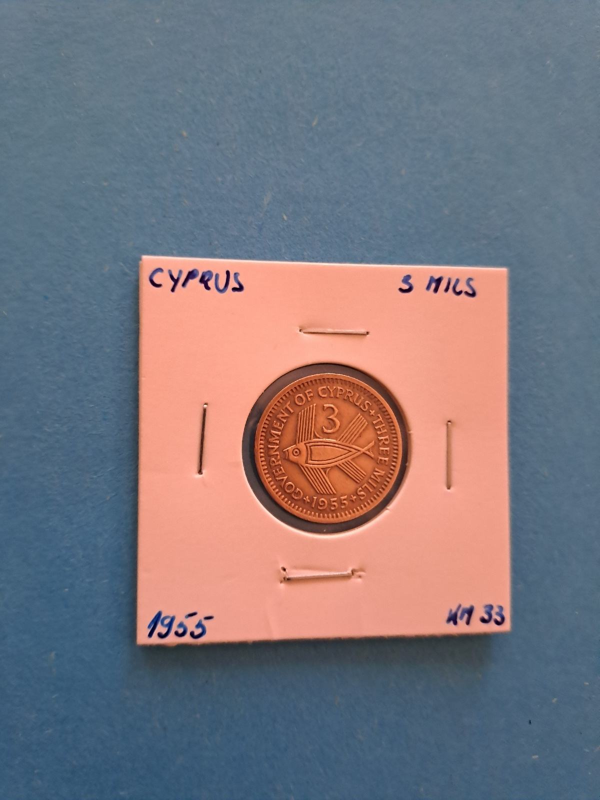 Cipar (Cyprus) 3 Mils 1955