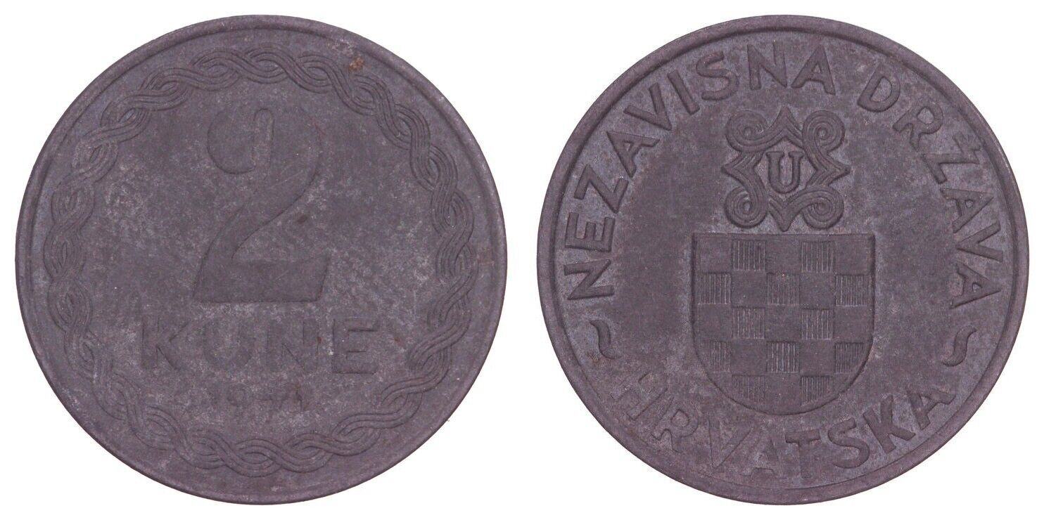 CROATIA 2 kune 1941 / WWII Ustasa issue / VF- (Ref.br. K-000.172)
