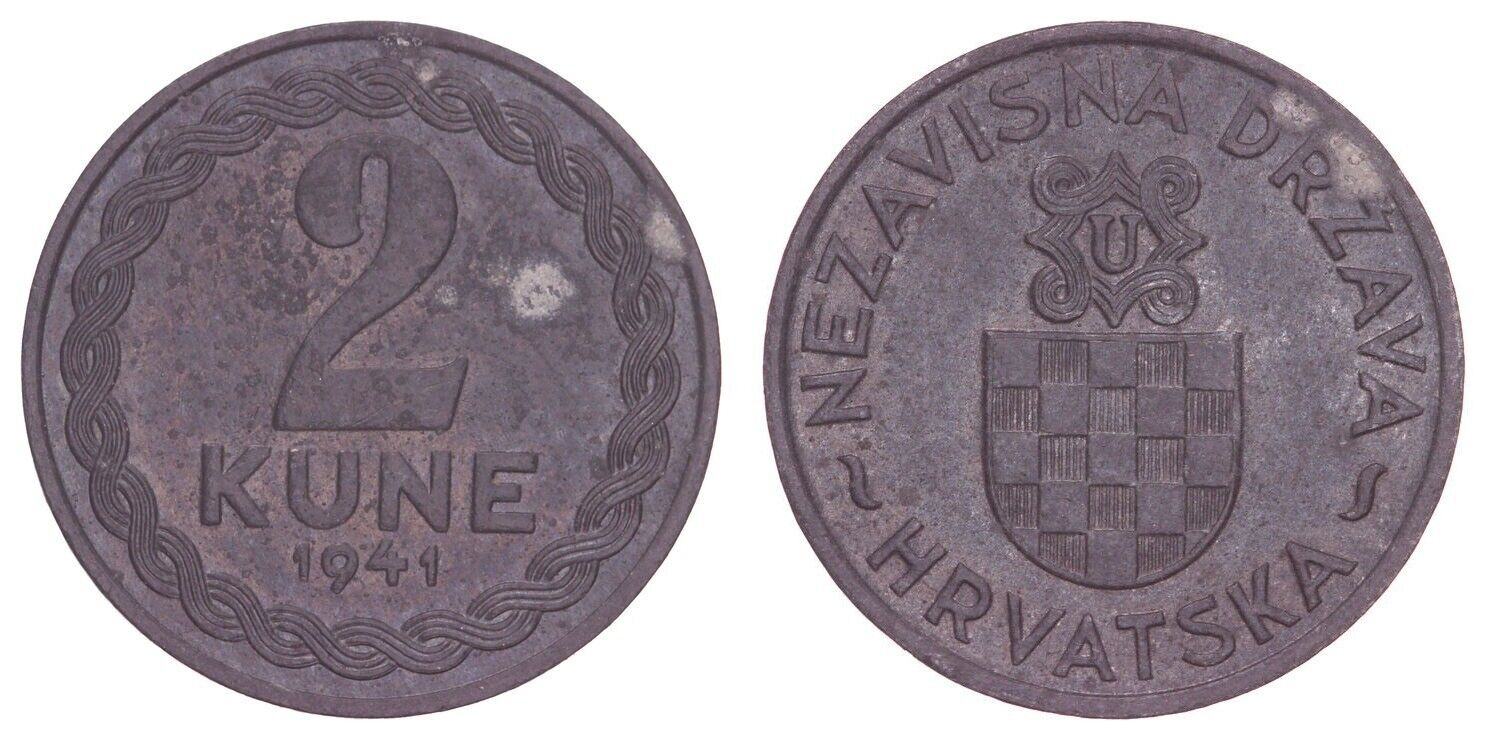 CROATIA 2 kune 1941 / WWII Ustasa issue / VF- (Ref.br. K-000.173)