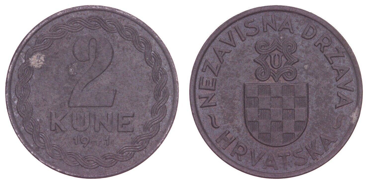 CROATIA 2 kune 1941 / WWII Ustasa issue / VF- (Ref.br. K-000.174)