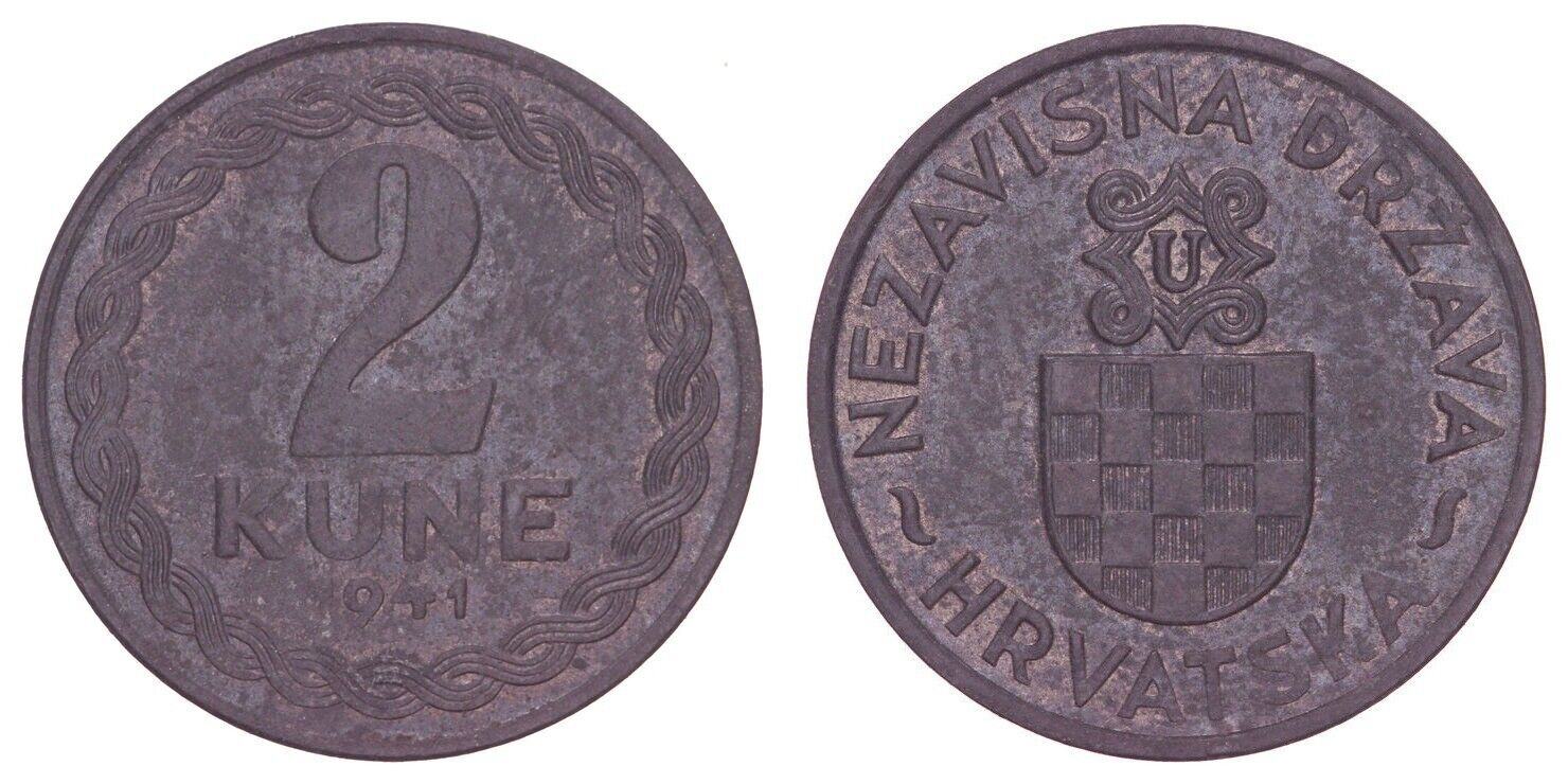 CROATIA 2 kune 1941 / WWII Ustasa issue / VF- (Ref.br. K-000.176)