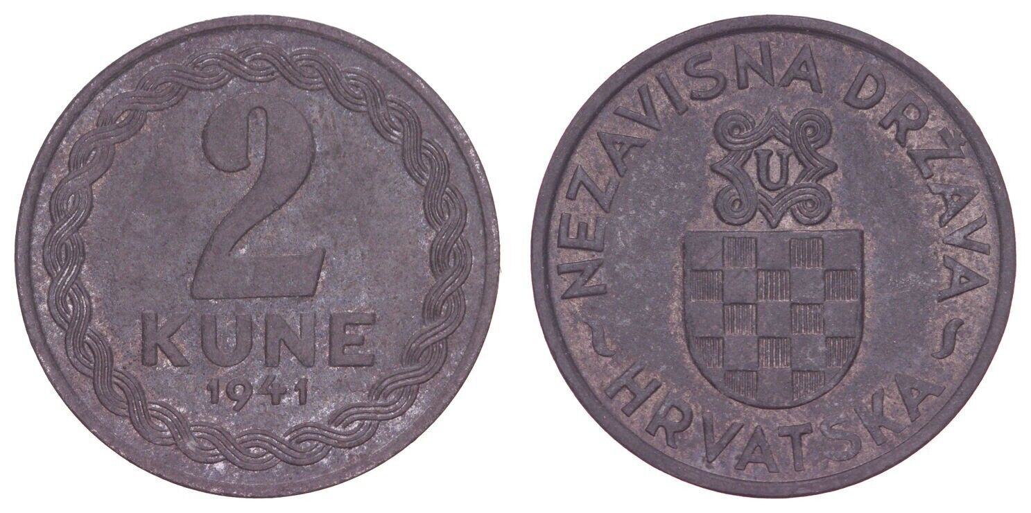 CROATIA 2 kune 1941 / WWII Ustasa issue / VF- (Ref.br. K-000.180)