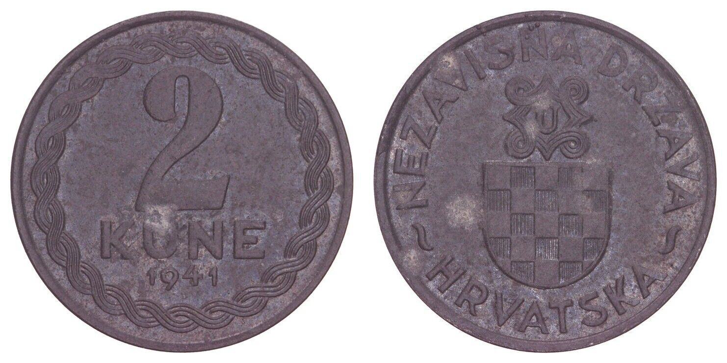 CROATIA 2 kune 1941 / WWII Ustasa issue / VF- (Ref.br. K-000.182)