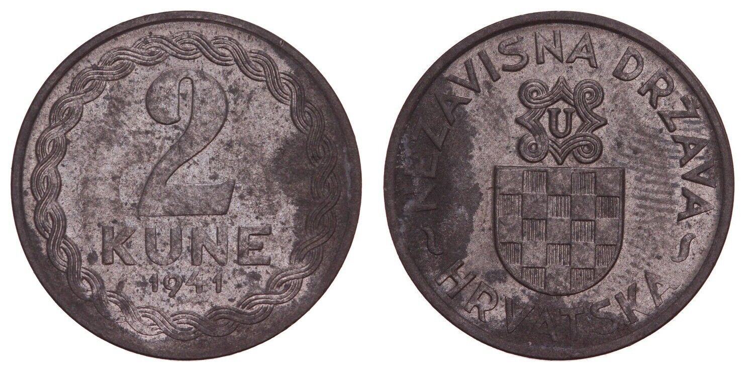 CROATIA 2 kune 1941 / WWII Ustasa issue / VF- (Ref.br. K-000.366)