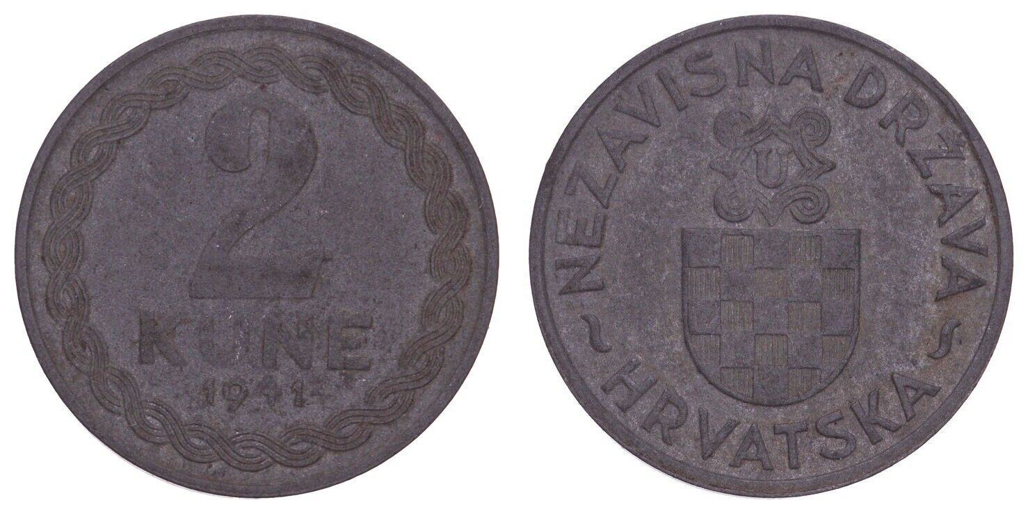 CROATIA 2 kune 1941 / WWII Ustasa issue / VF (Ref.br. K-000.479)