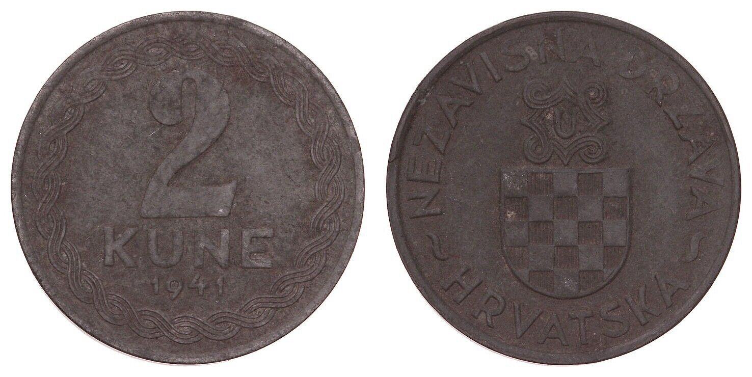 CROATIA 2 kune 1941 / WWII Ustasa issue / VF (Ref.br. K-001.086)