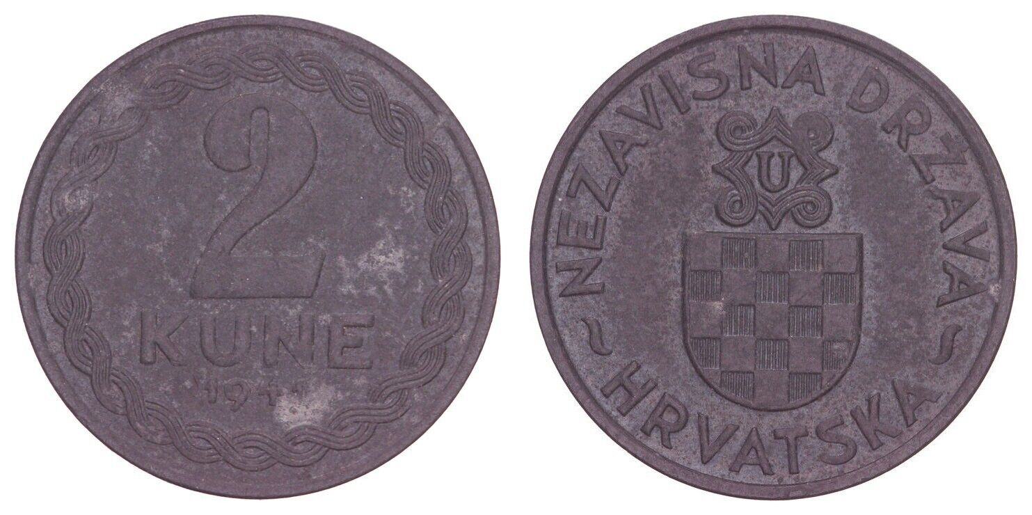 CROATIA 2 kune 1941 / WWII Ustasa issue / VF- (Ref.br. K-000.170)