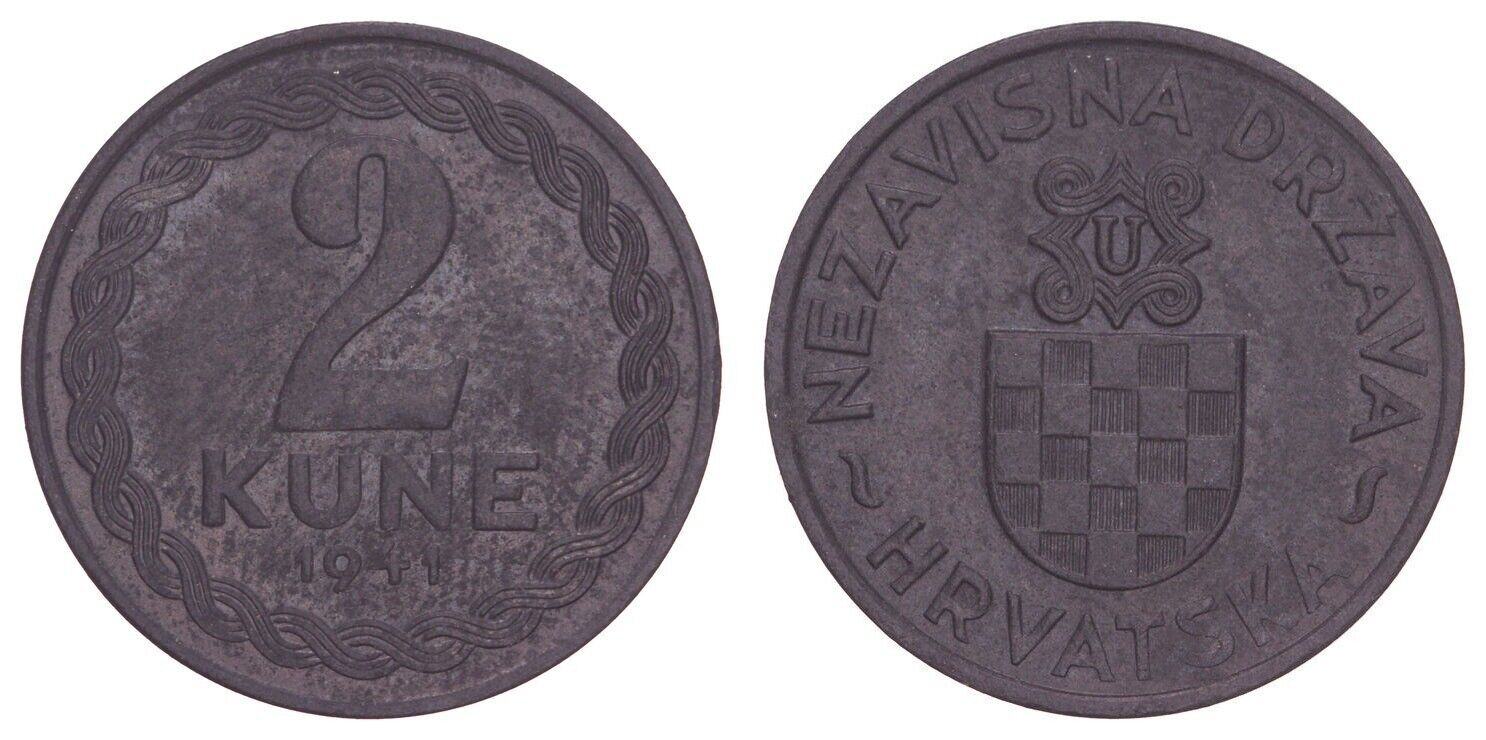 CROATIA 2 kune 1941 / WWII Ustasa issue / XF+ (Ref.br. K-000.087)