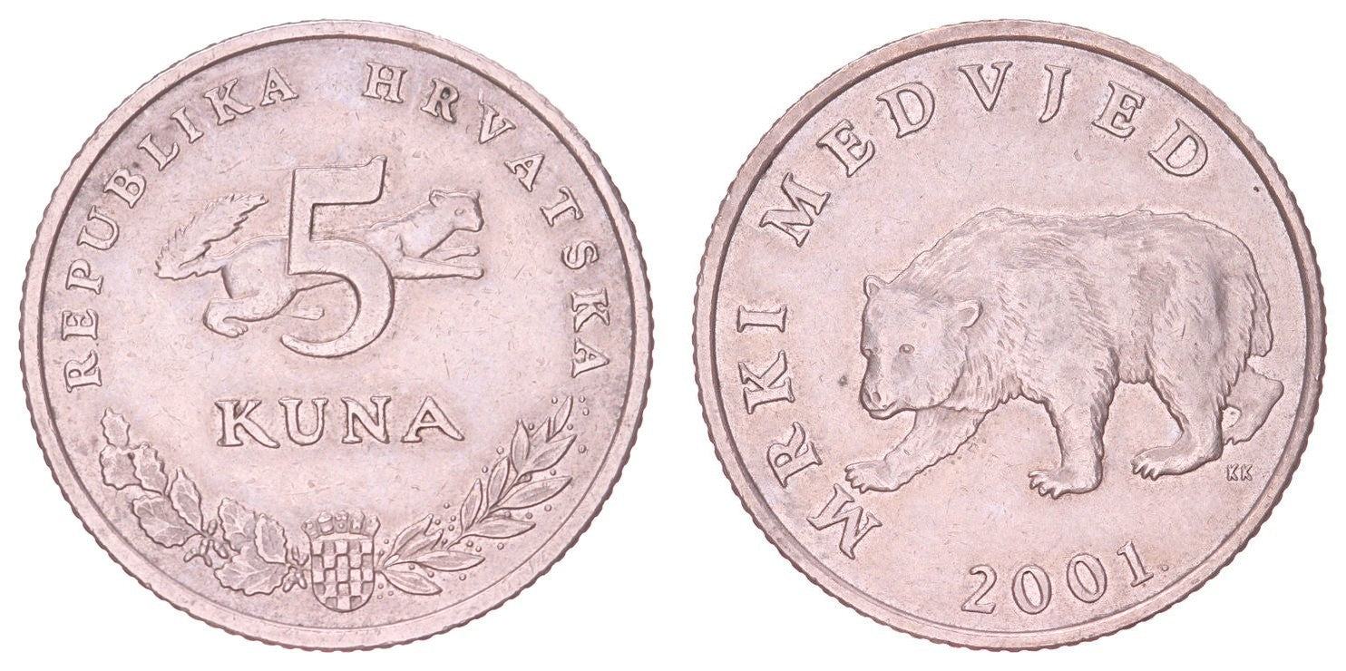 CROATIA 5 kuna 2001 / Croatian text / XF (Ref.br. K-001.807)