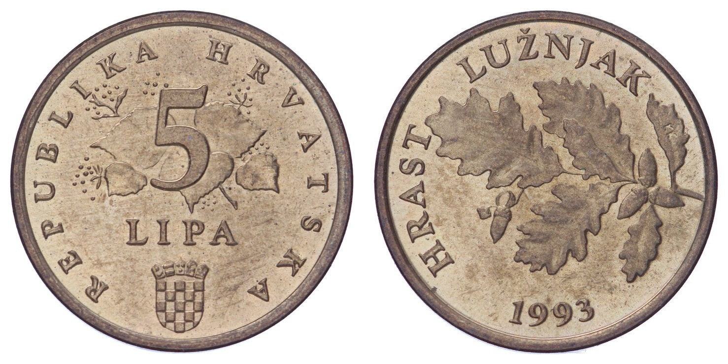 CROATIA 5 lipa 1993 / Croatian text / UNC- (Ref.br. K-002.243)