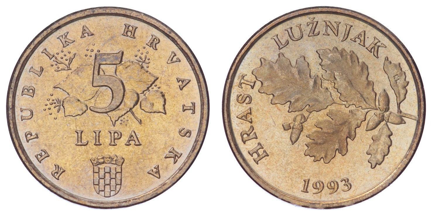 CROATIA 5 lipa 1993 / Croatian text / UNC (Ref.br. K-002.239)