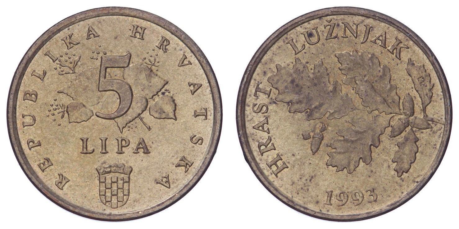 CROATIA 5 lipa 1993 / Croatian text / UNC- (Ref.br. K-002.241)