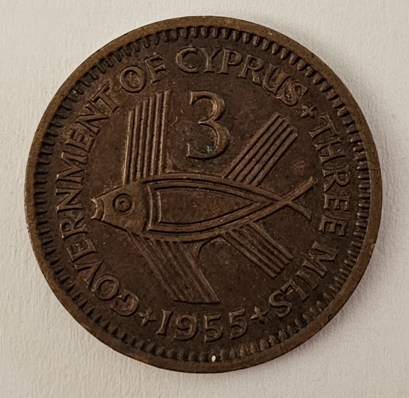 CYPRUS- 3 MILS 1955.