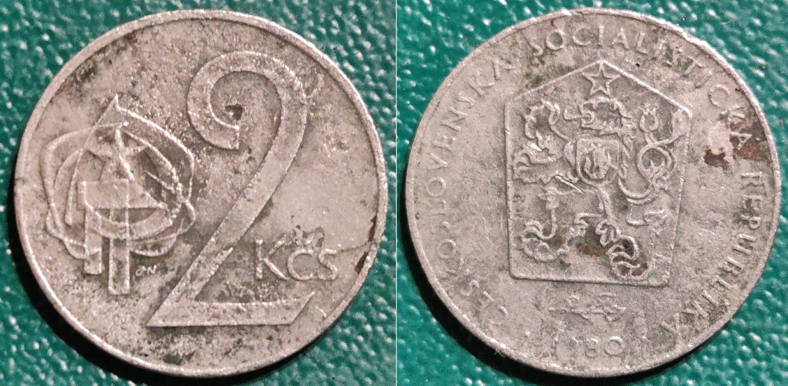 Czechoslovakia 2 koruny, 1980 / 0,20 EURO