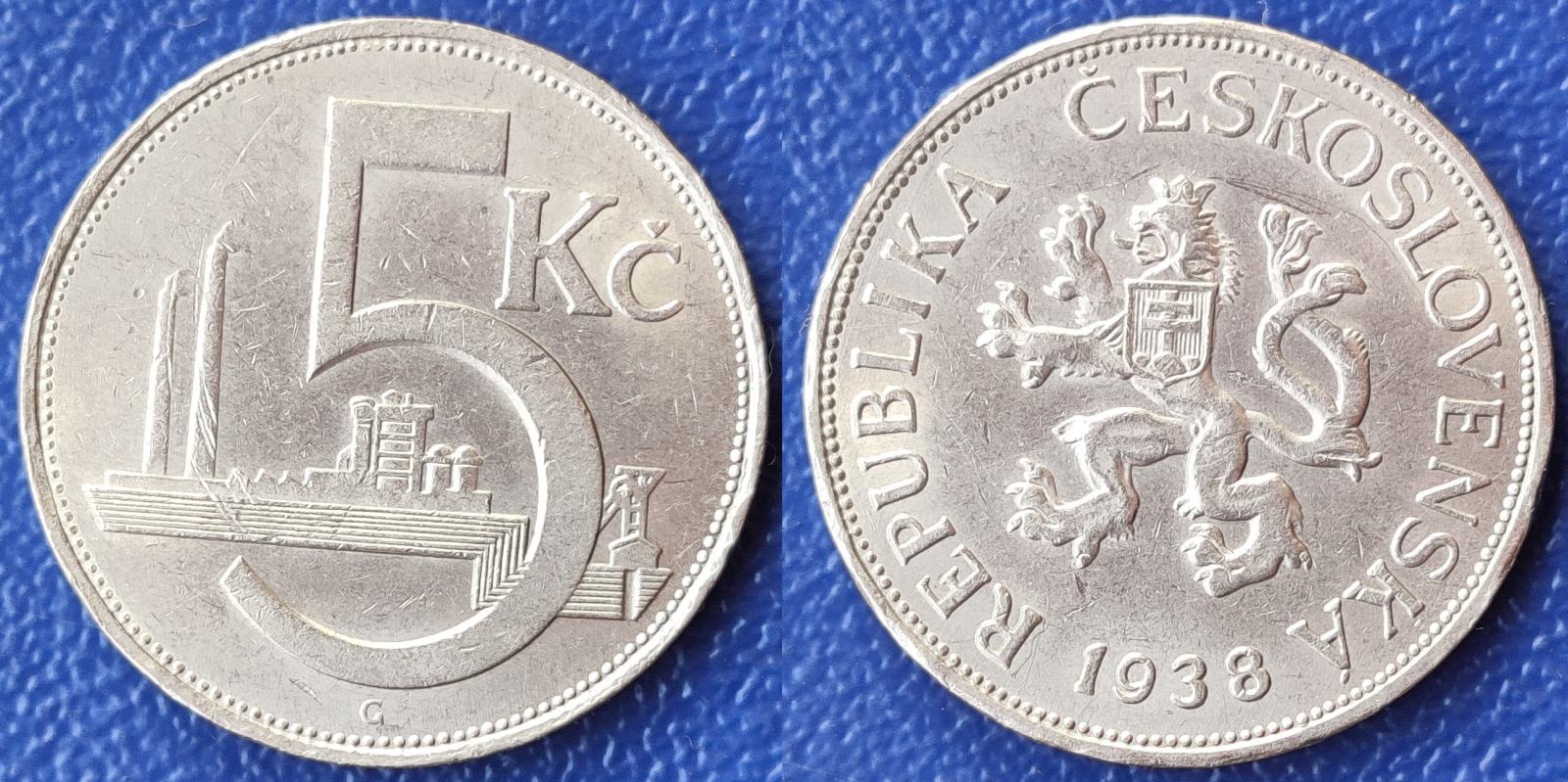 Czechoslovakia 5 korun, 1938