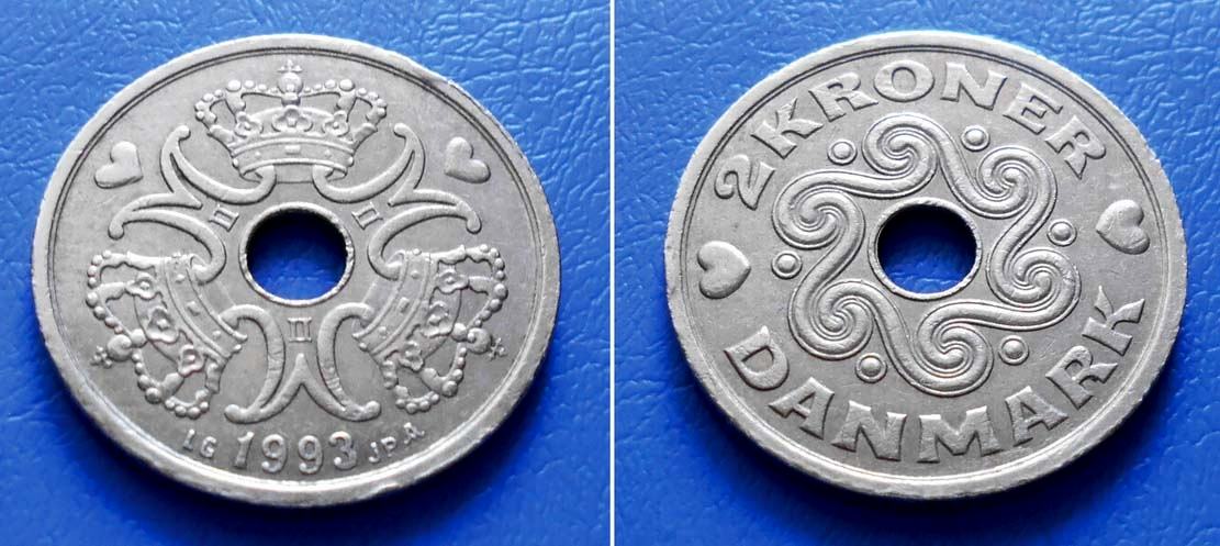 DANSKA DANMARK 2 KRONER 1993 KM. 874 - KRALJICA MARGRETHE II