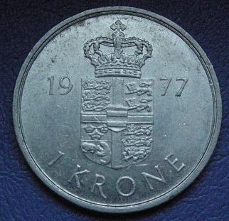 DENMARK 1 KRONE 1977