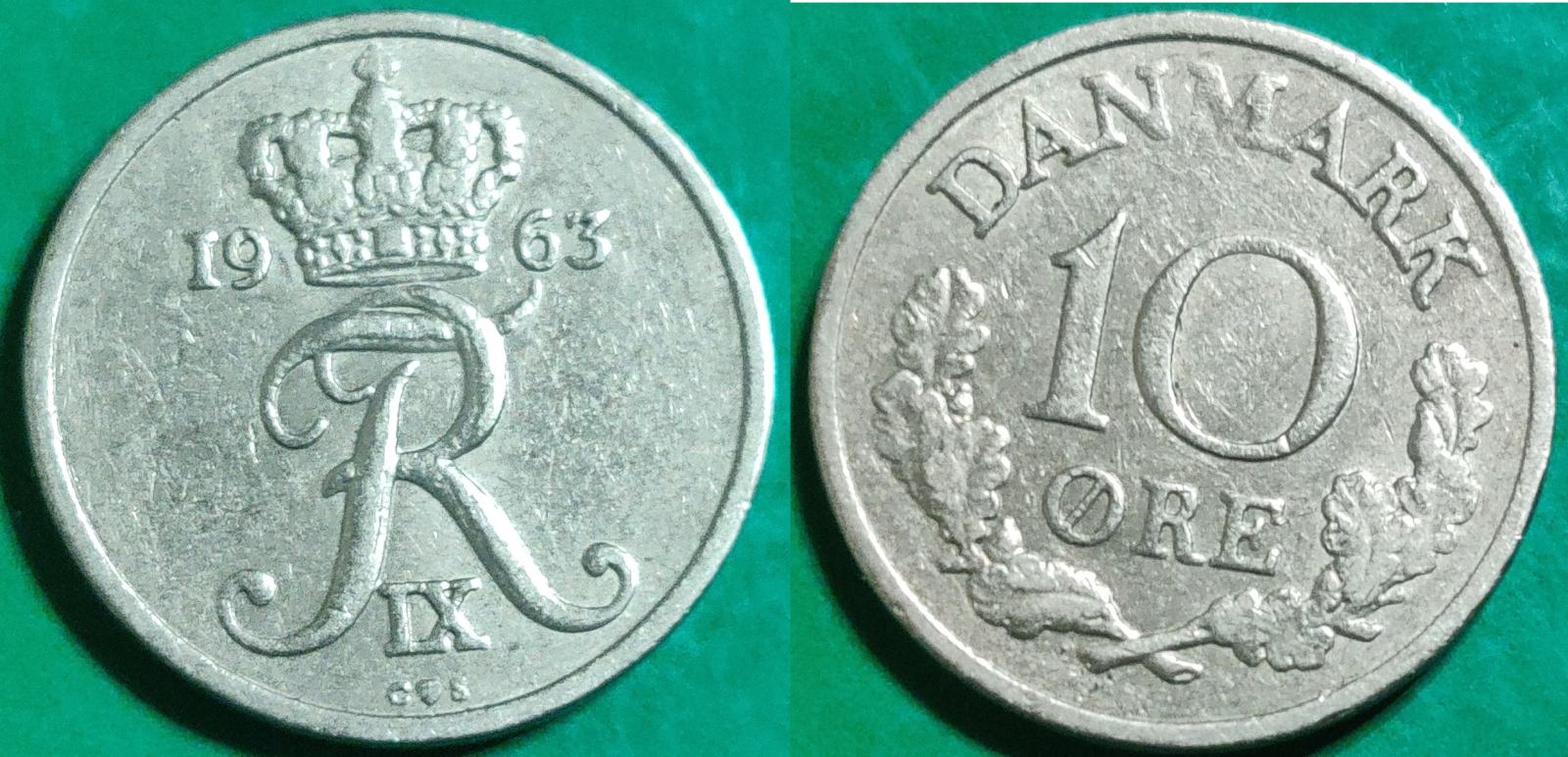 Denmark 10 öre, 1963
