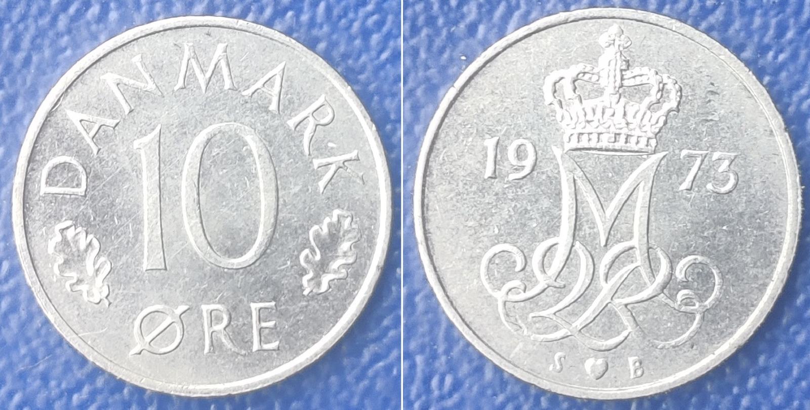 Denmark 10 öre, 1973
