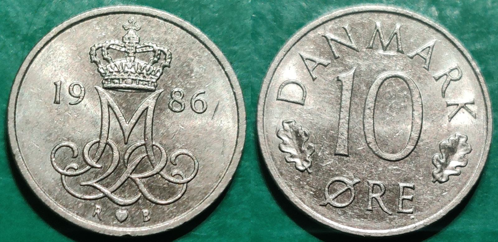 Denmark 10 öre, 1986