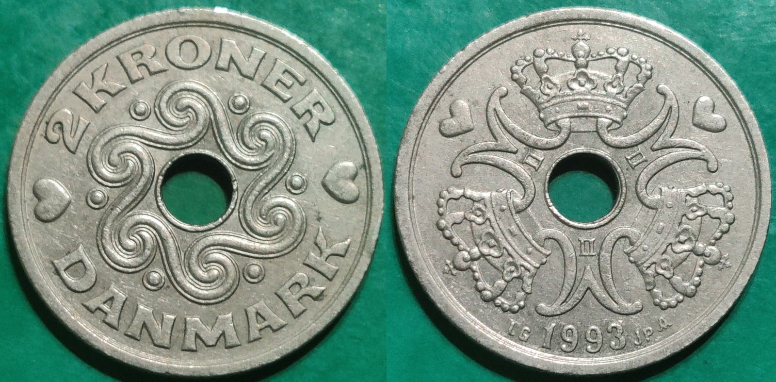 Denmark 2 kroner, 1993