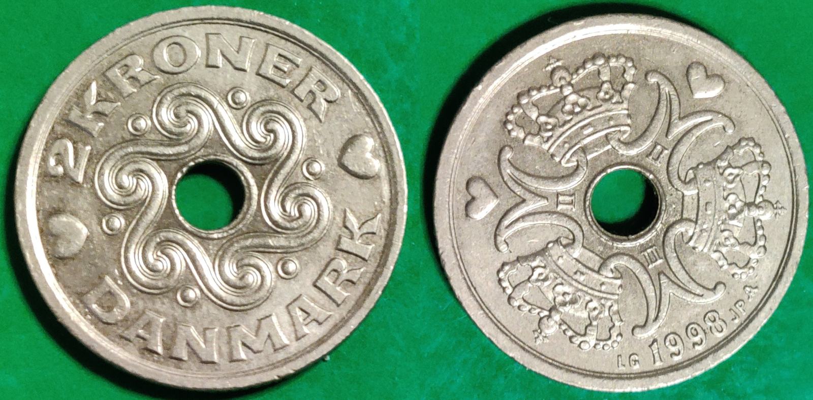 Denmark 2 kroner, 1998