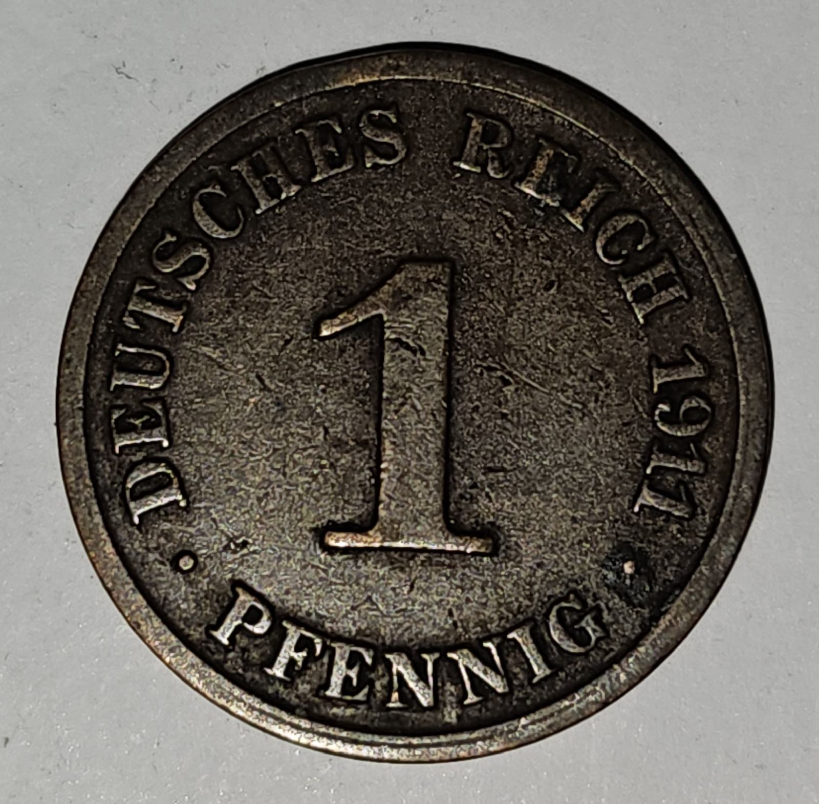 DEUTSCHES REICH- 1 PFENNIG 1911. J