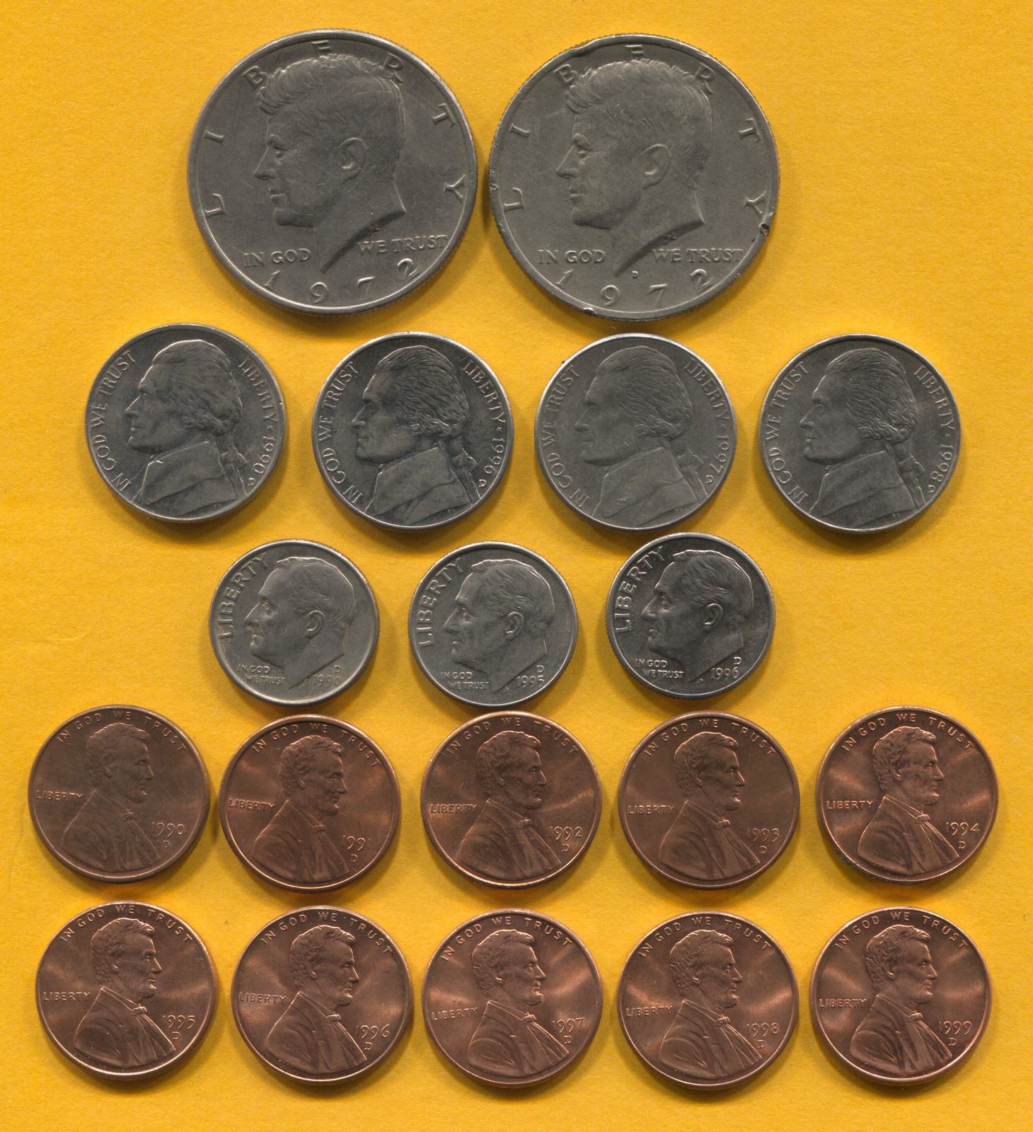 DOLLAR CENT DIME, UNITED STATES, LOT 19 kom.