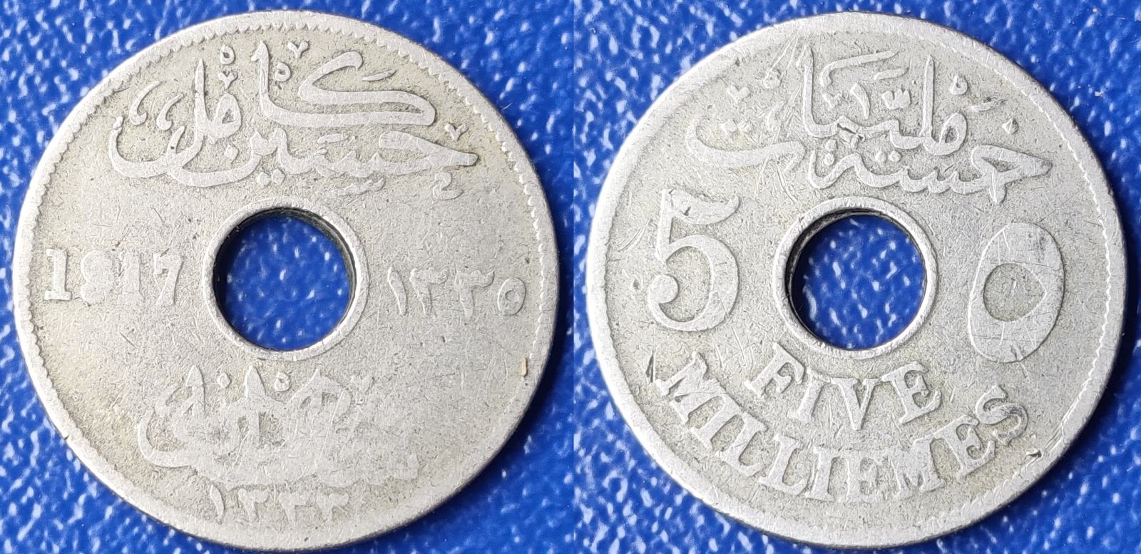 Egypt 5 milliemes, 1335 (1917)