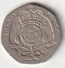 ENGLASKA TWENTY PENCE 1982 COP-NIK