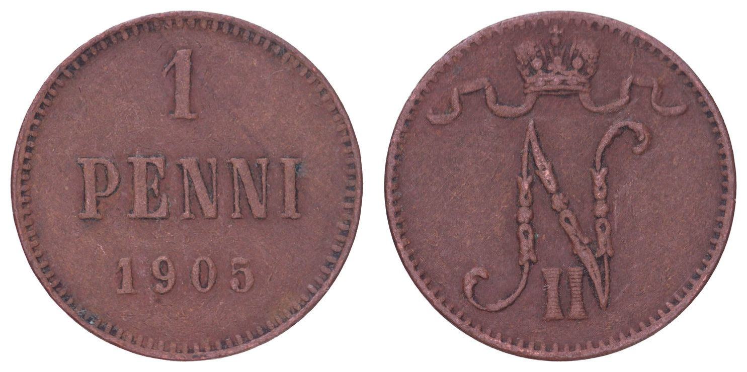 FINLAND 1 penni 1905 XF (Ref.br. K-100.112)