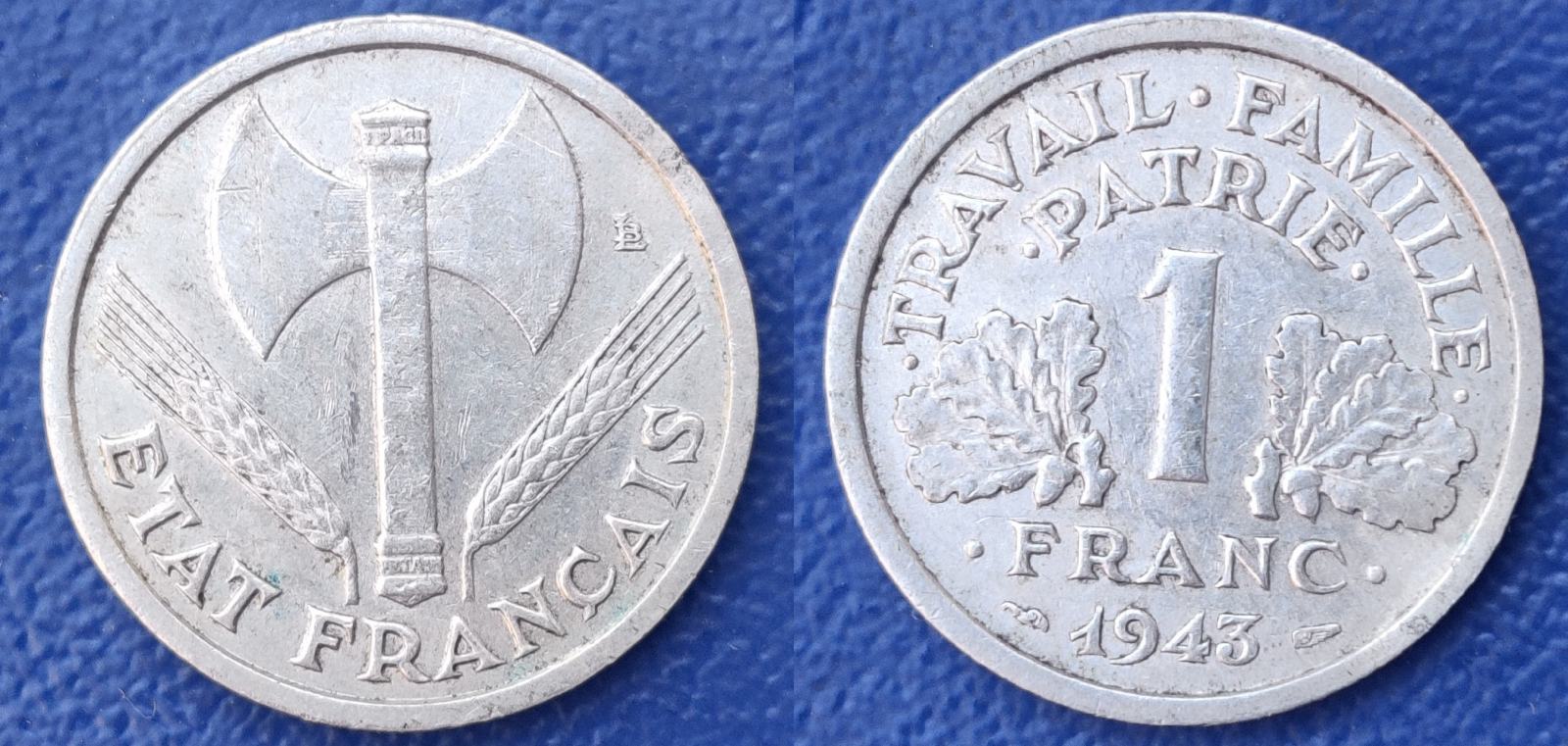 France 1 franc, 1943 +/ 1,00 EURO