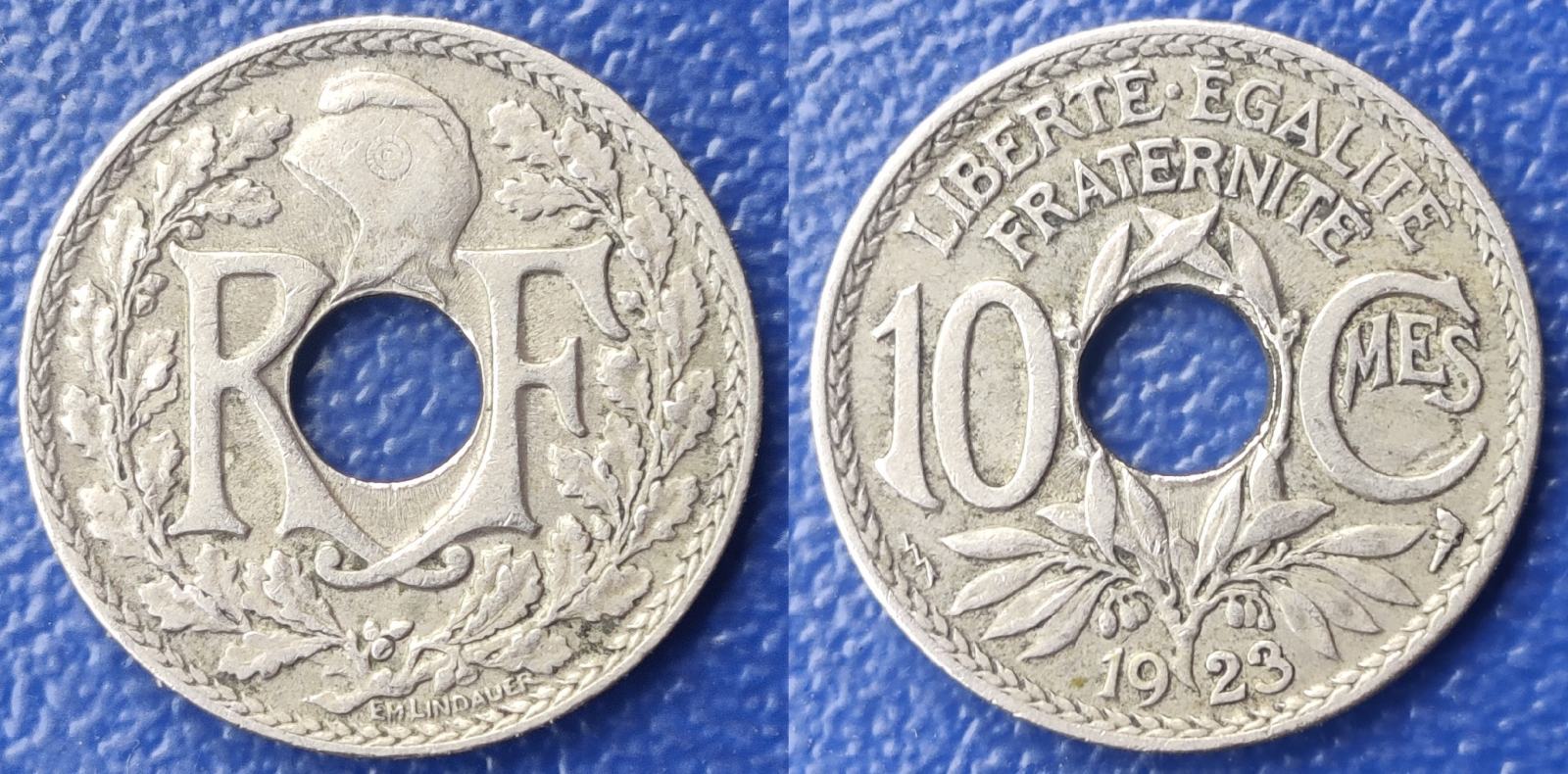 France 10 centimes, 1923 Thunderbolt - Poissy