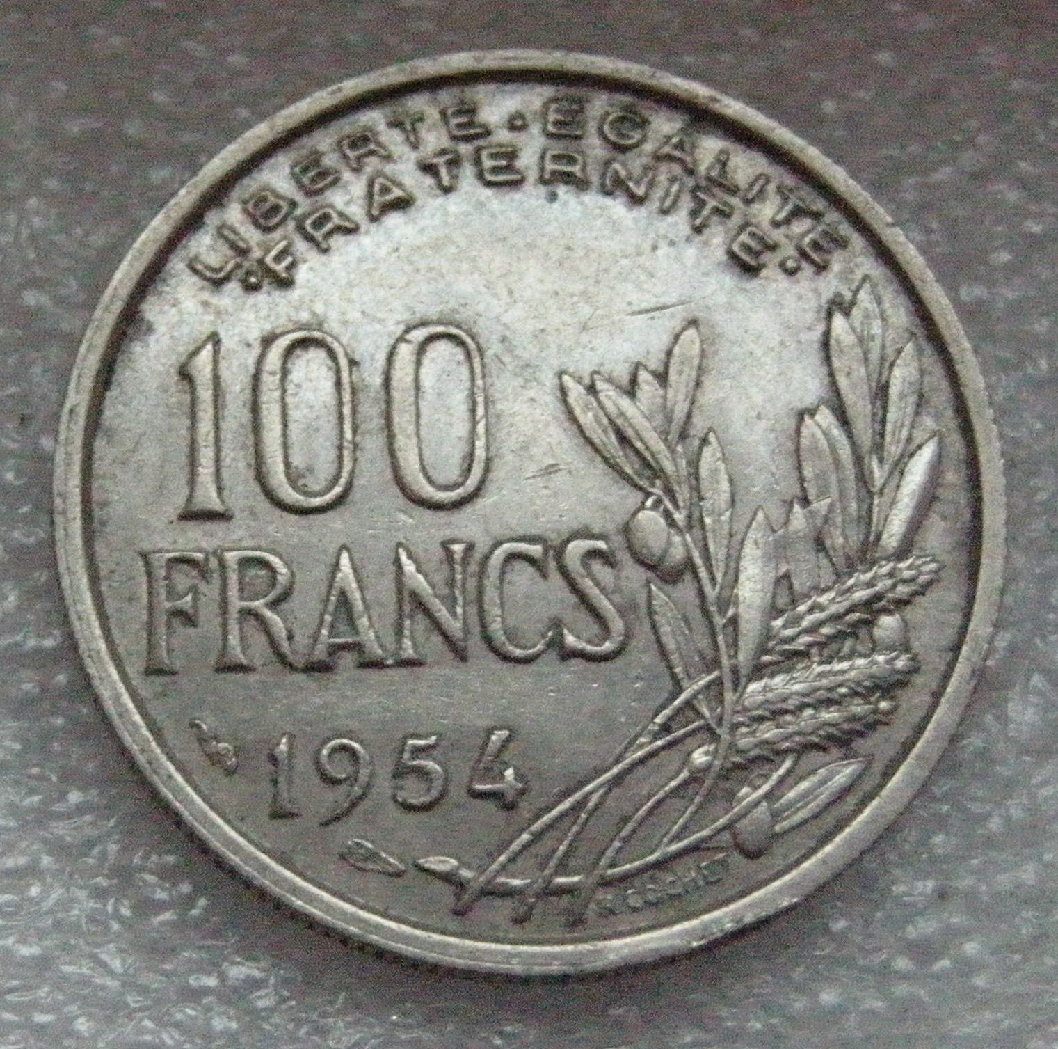 FRANCE 100 FRANCS 1954