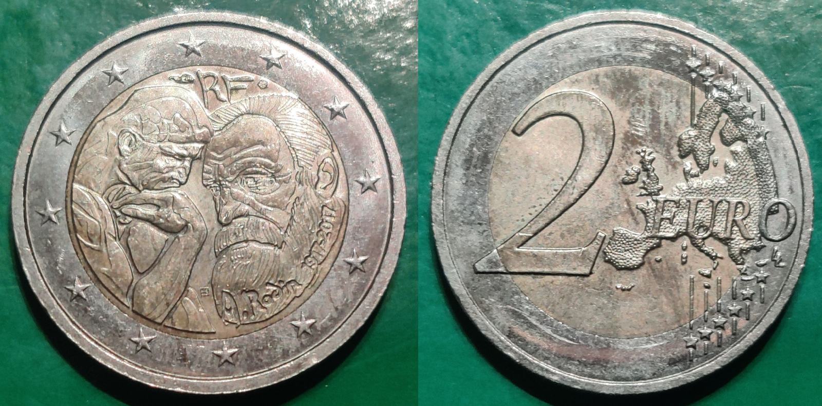 France 2 euro, 2017 100th Anniversary - Death of Auguste Rodin