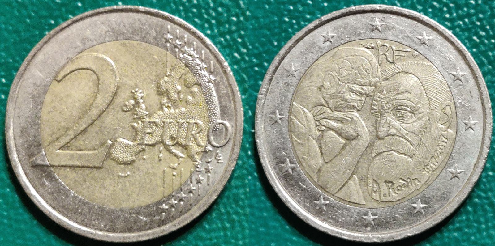 France 2 euro, 2017 100th Anniversary - Death of Auguste Rodin