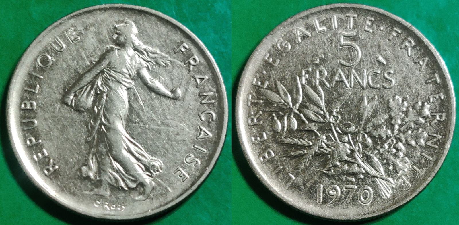 France 5 francs, 1970 ***/# 1,00 EURO