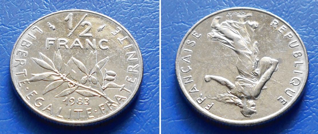 FRANCUSKA FRANCE 1/2 FRANC 1983 KM: 931.1 - SIJAČ