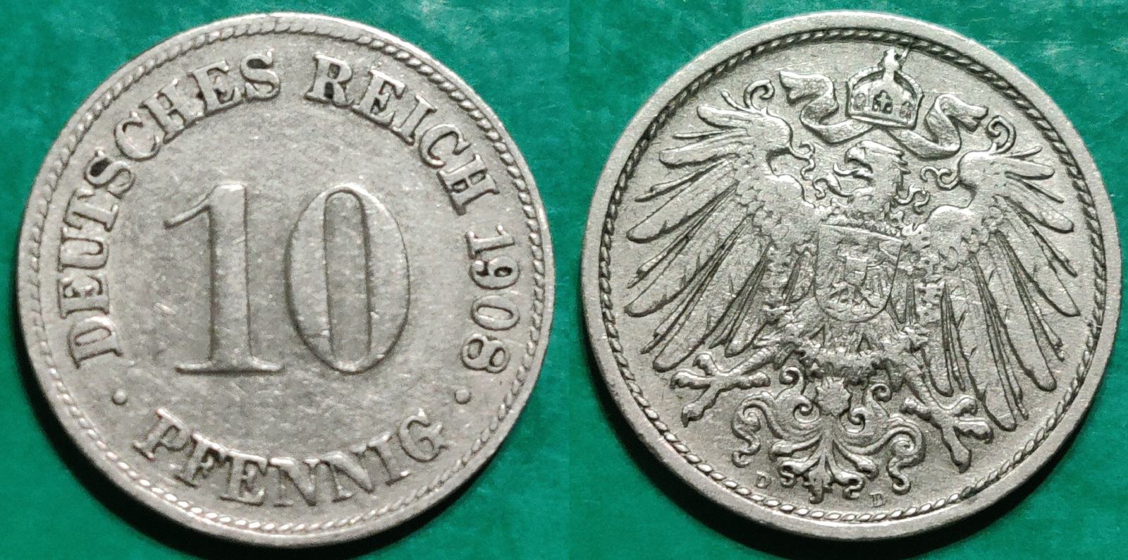 Germany 10 pfennig, 1908 D - Munich