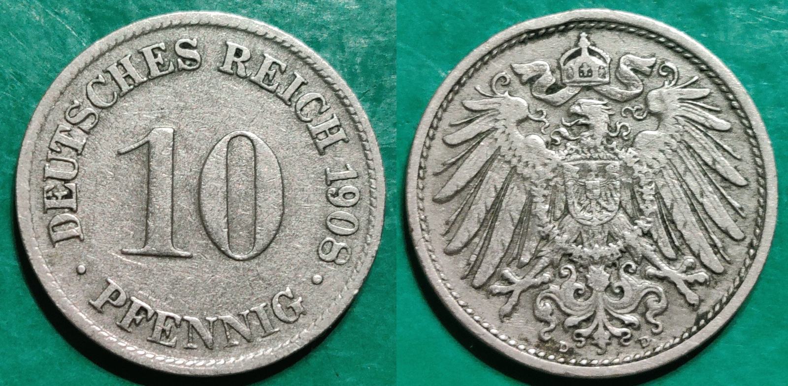 Germany 10 pfennig, 1908 D - Munich