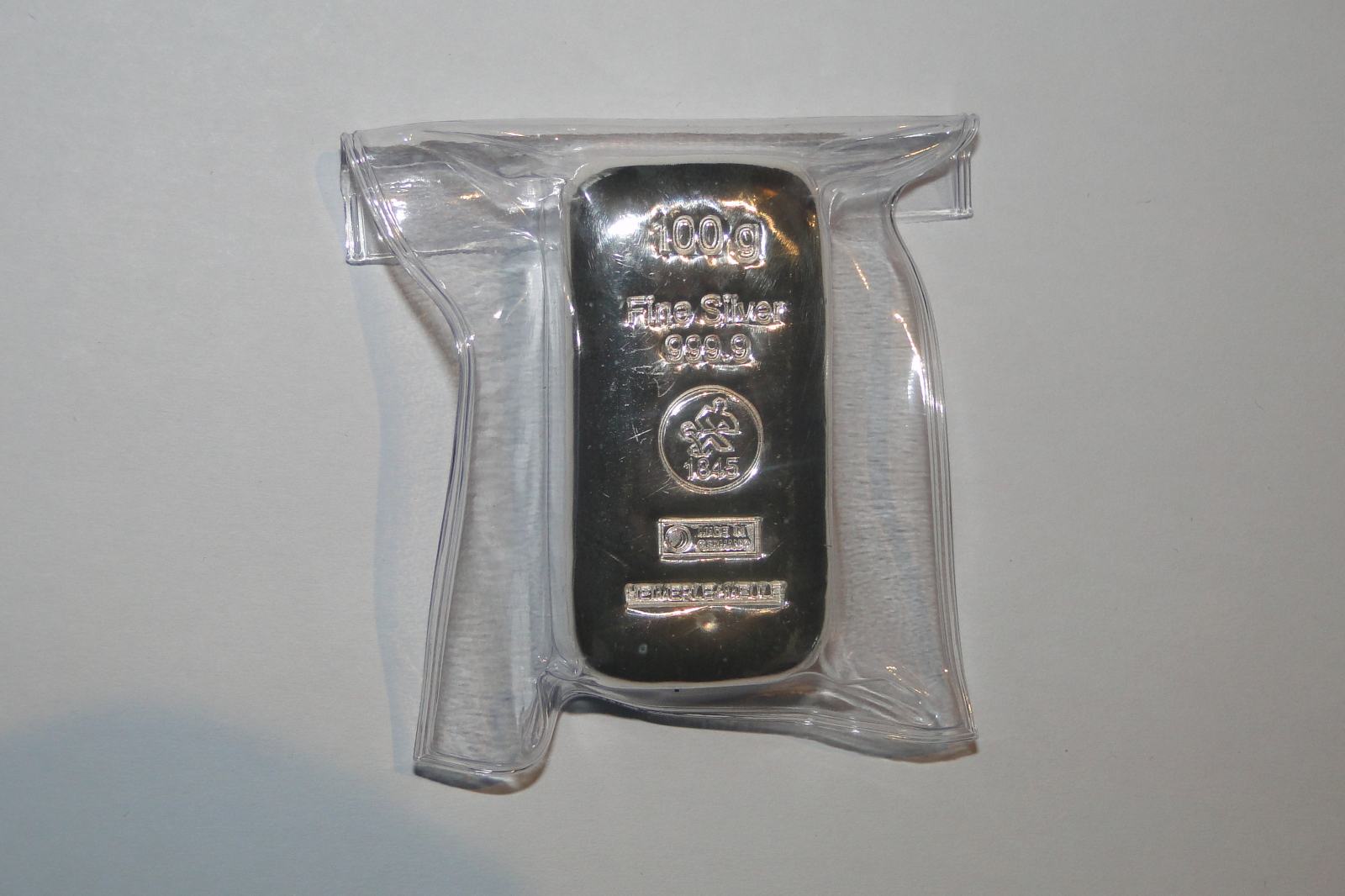 Heimerle + Meule 100 Gram .999 silver bar , srebrna pločica